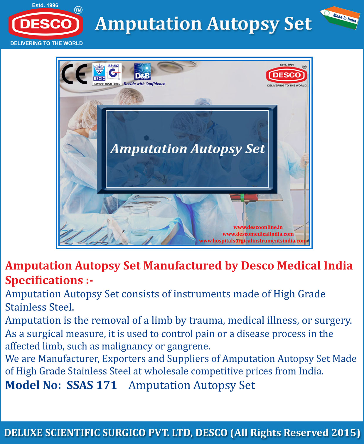 Amputation Autopsy Set - Manufacturers, Exporters & Suppliers India