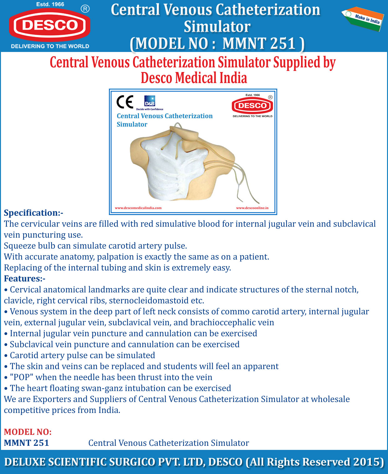 Central Venous Catheterization Simulator | DESCO