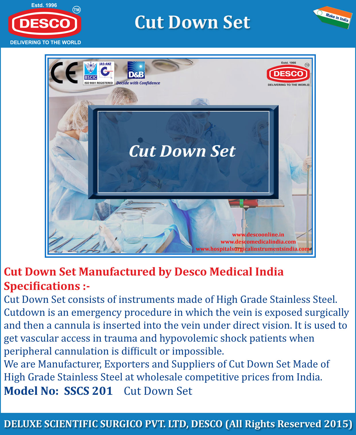 Cut Down Instruments Set - Manufacturers, Exporters & Suppliers India