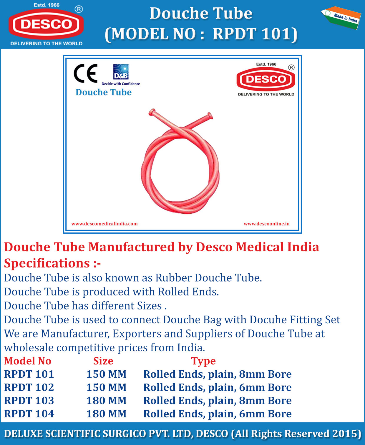 Rubber Douche Tube - Manufacturers, Exporters & Suppliers India