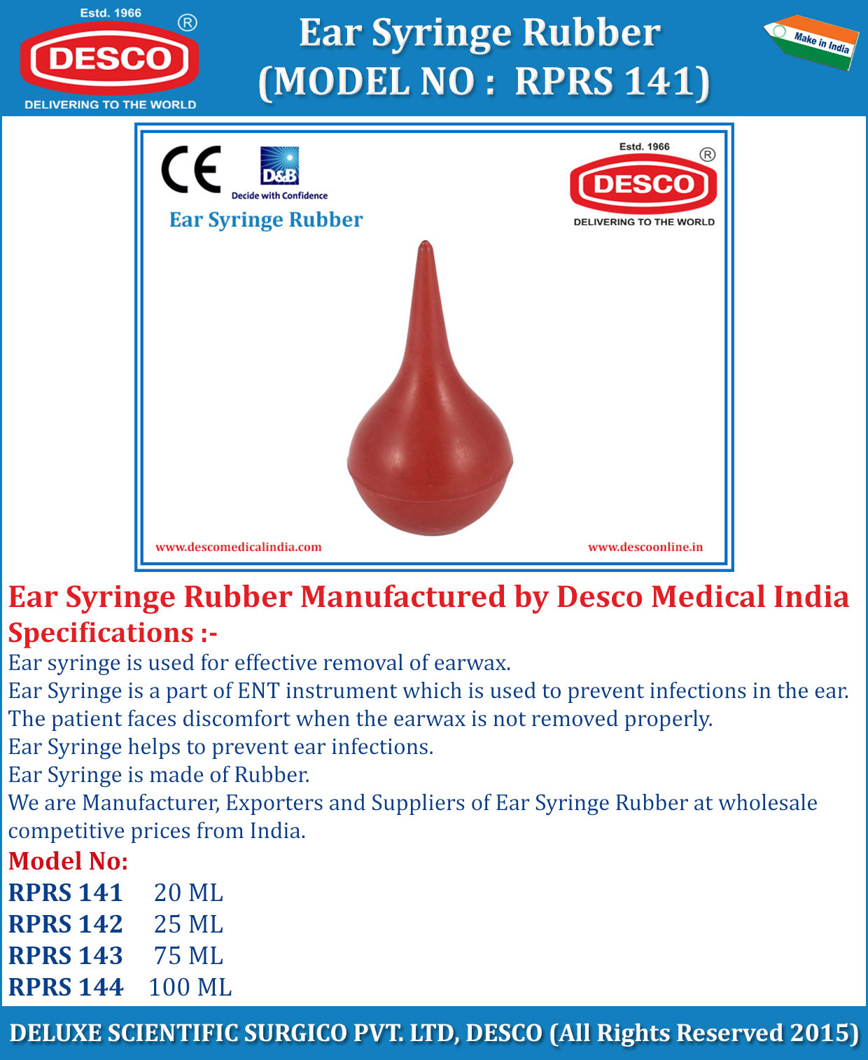 Ear Syringe Rubber - Manufacturers, Suppliers & Exporters India