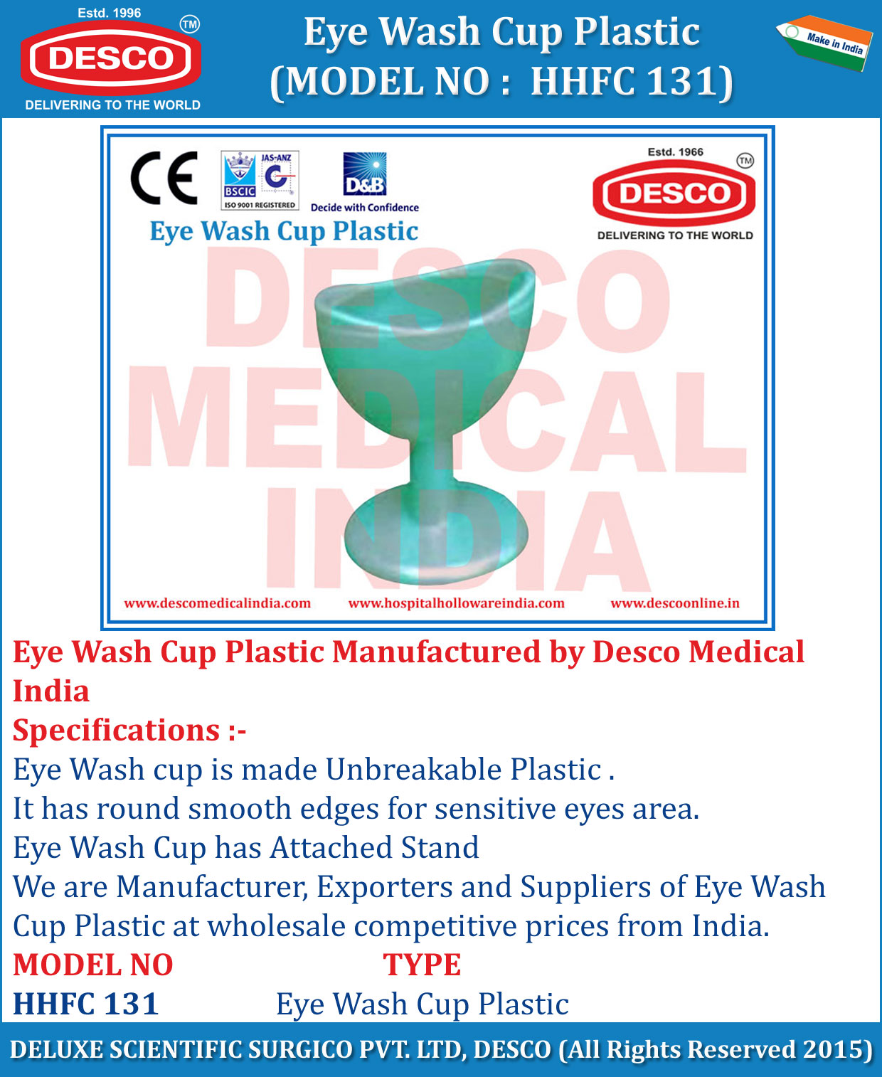 Plastic Eye Wash Cup - Manufacturers, Suppliers & Exporters India