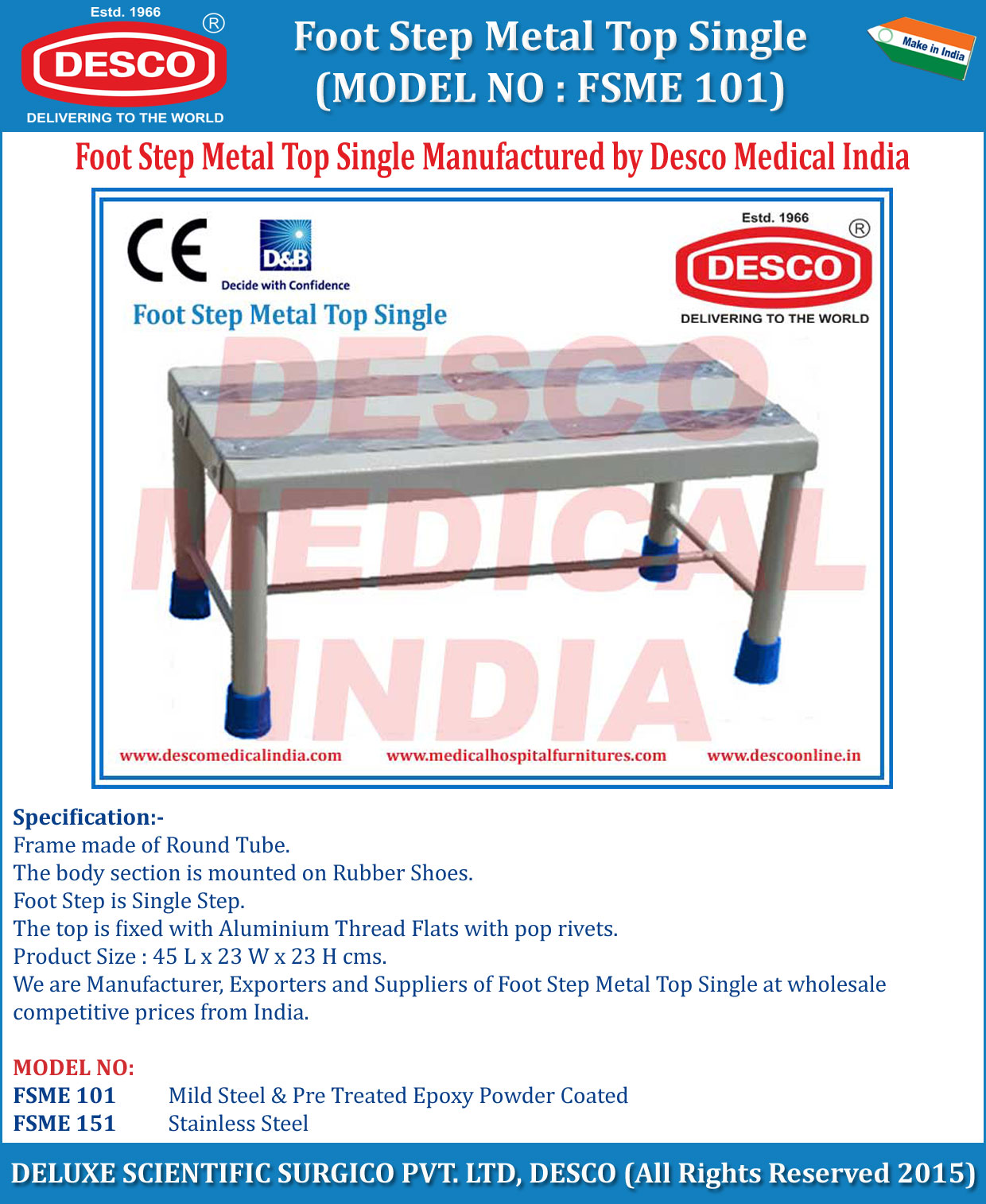 Medical Foot Step Metal Top Single - Manufacturers, Exporters ...