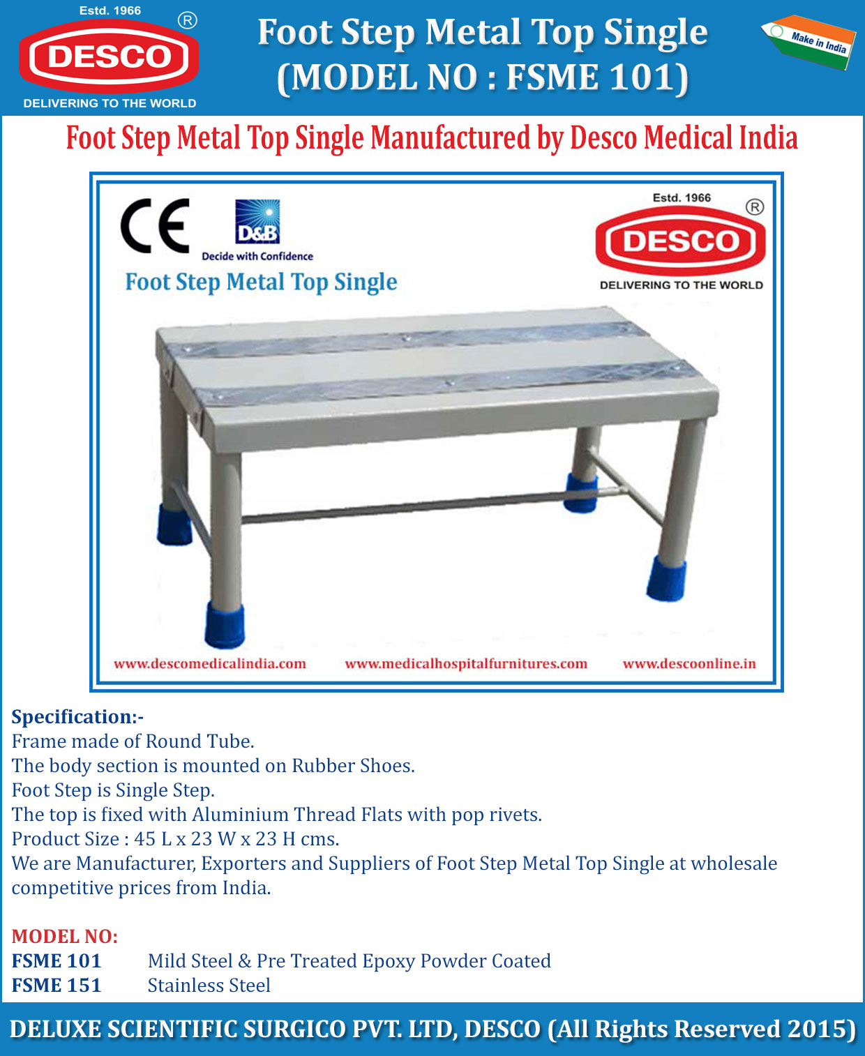 Medical Foot Step Metal Top Single - Manufacturers, Exporters ...