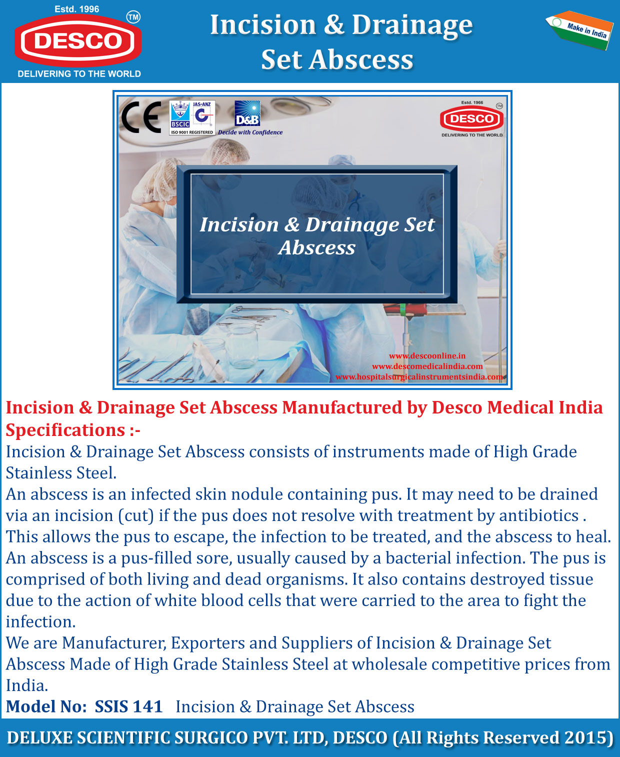 Incision & Drainage Instruments Sets Abscess - Manufacturers, Exporters ...