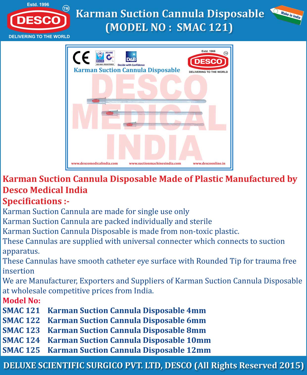 Karman Suction Cannula Disposable - Manufacturers, Suppliers ...