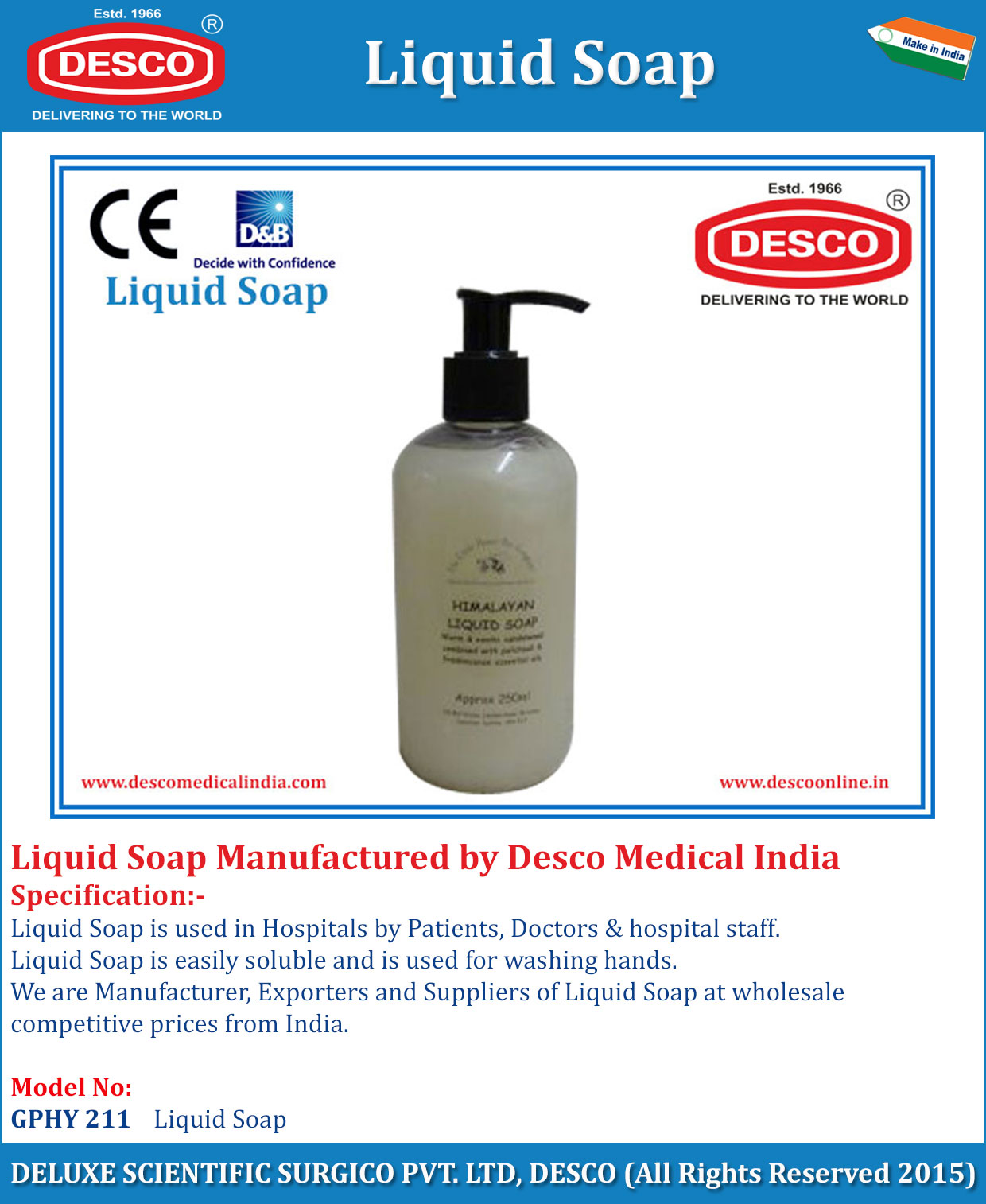 Liquid Soap Manufacturer Supplier and Exporter in India | Desco