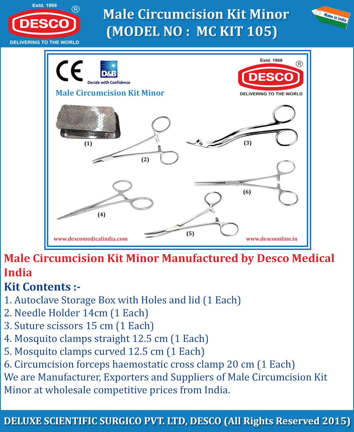 Male Circumcision Kit Minor - Manufacturers, Suppliers & Exporters India