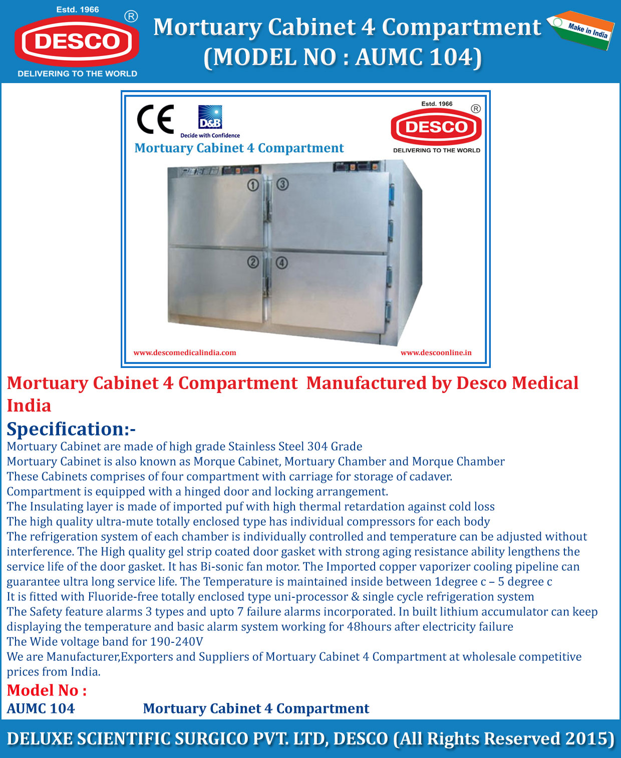 4 Body Mortuary Cabinets - Manufacturers, Exporters & Suppliers India