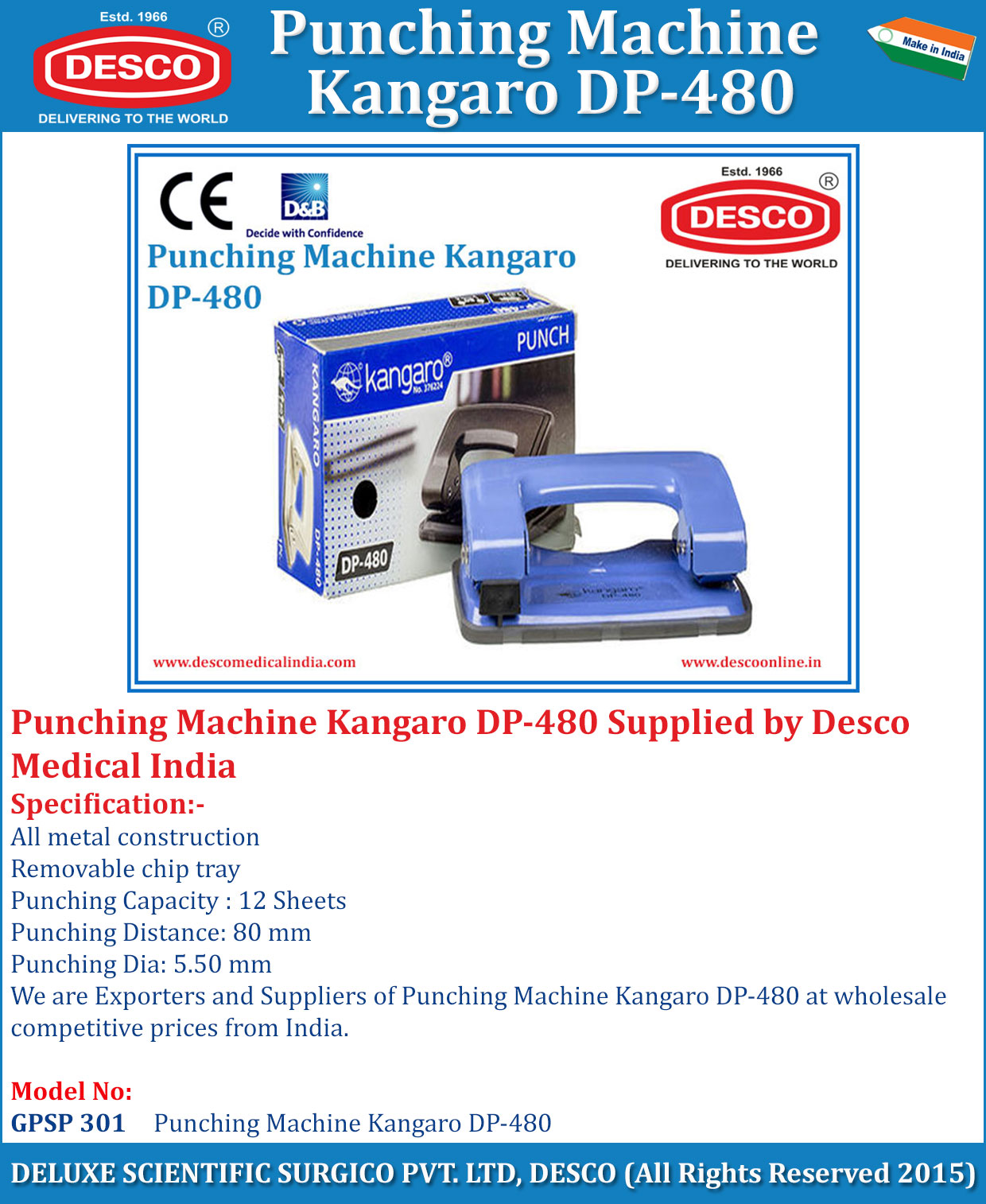 Punching Machine Kangaro Dp-480 Manufacturer Supplier Exporter in India