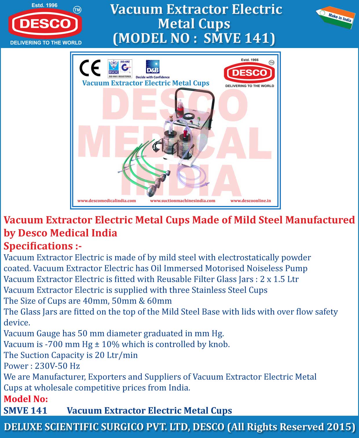 Vacuum Extractor Electric Metal Cups Manufacturer and Supplier India ...