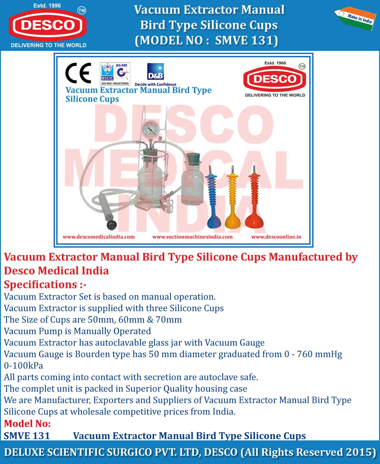 Vacuum Extractor Manual Bird Type Silicone Cups - Manufacturers ...