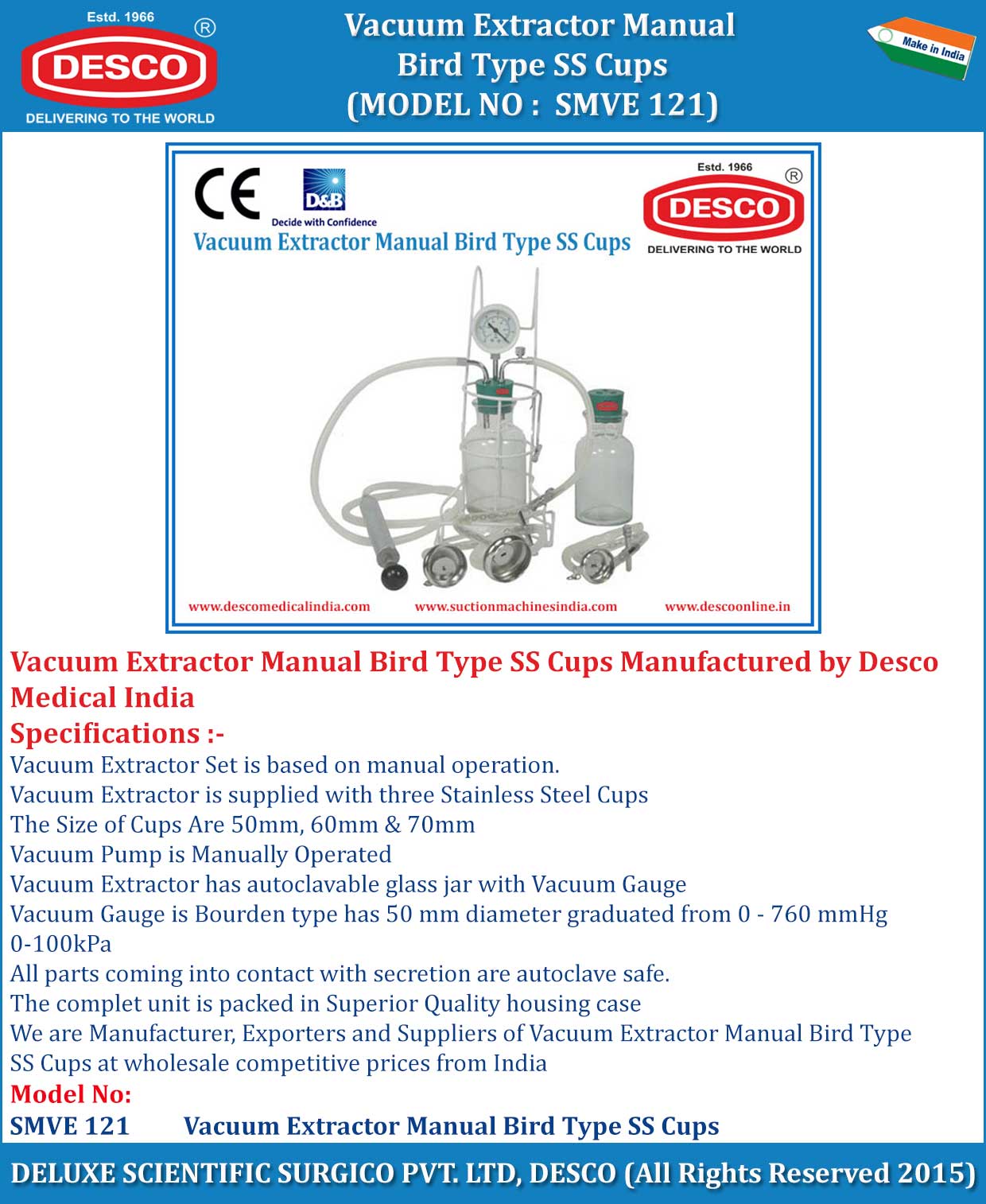 Vacuum Extractor Manual Bird Type SS Cups - Manufacturers, Suppliers ...