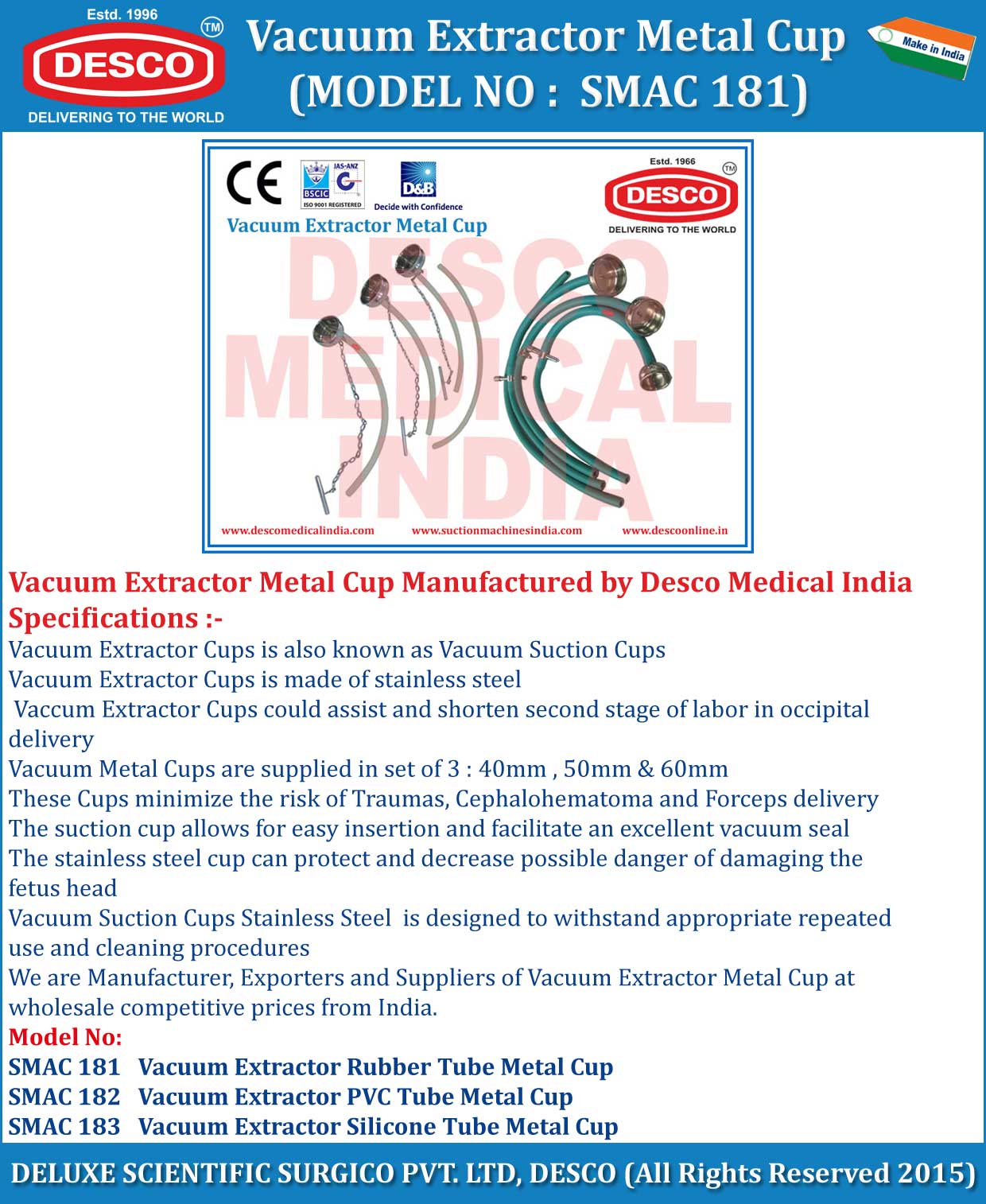Vacuum Extractor Metal Cup - Manufacturers, Suppliers & Exporters India