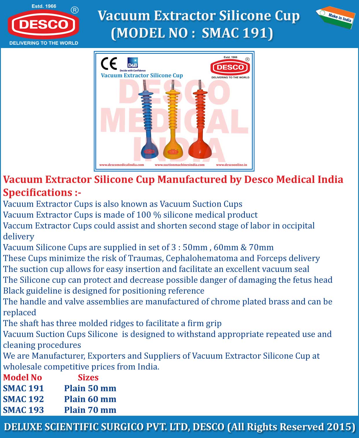 Vacuum Extractor Silicone Cup - Manufacturers, Suppliers & Exporters India
